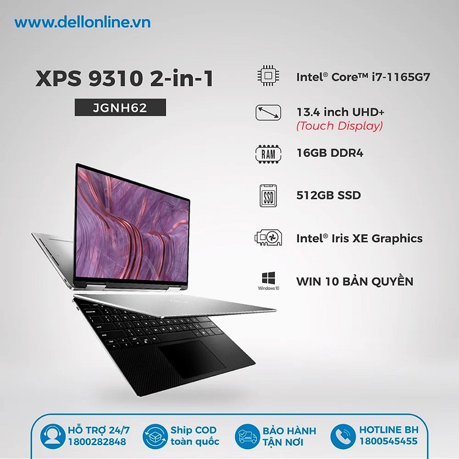 Laptop 2 trong 1 Laptop Dell XPS 13 9310 i7 (JGNH62)